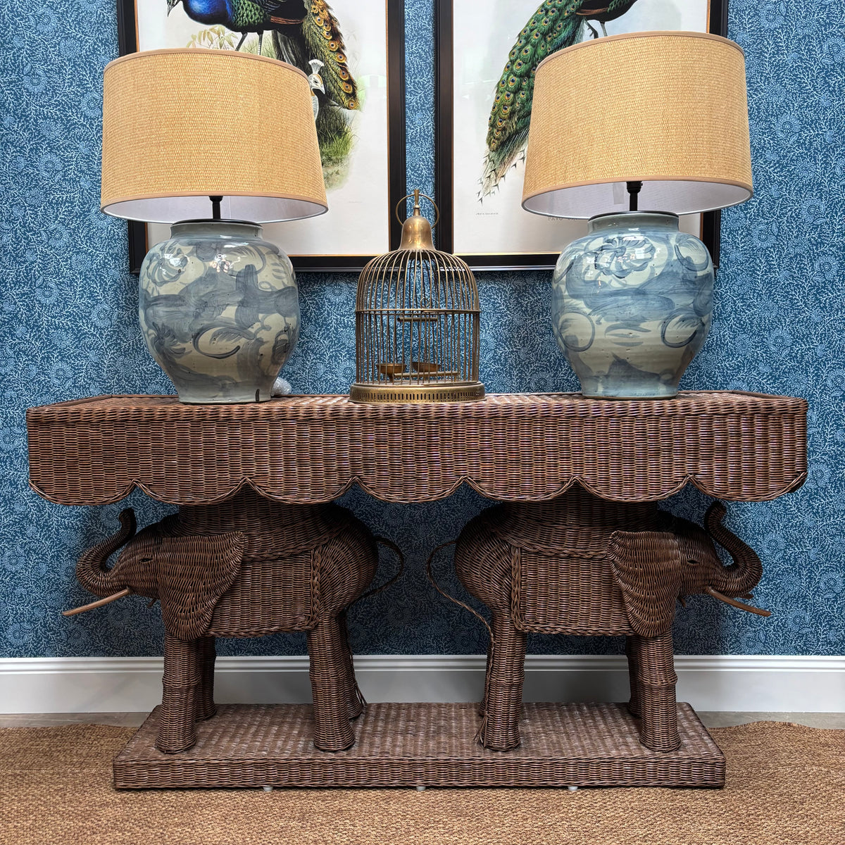Rattan Elephant Console in Vintage Brown– Isla Design