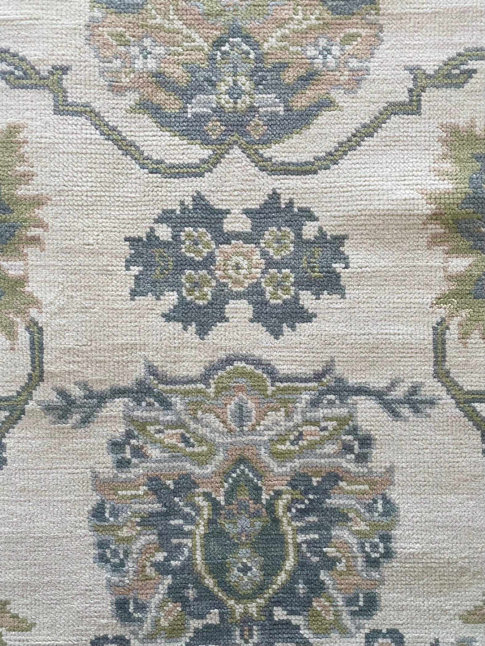 Kaya Hand-Knotted Indian Oushak Wool Rug - Ivory, Dove, Basil and Almo ...