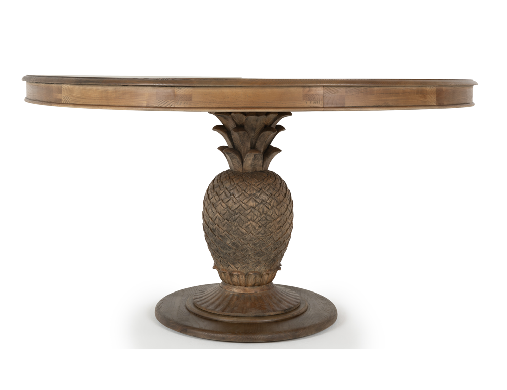 Round Teak Carved Pineapple Dining Table 1.2m diameter– Isla Design